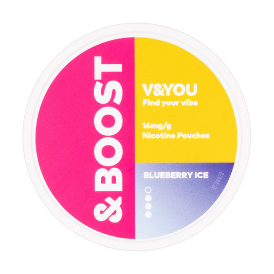 Blueberry Ice &Boost Nicotine Pouches by V&YOU