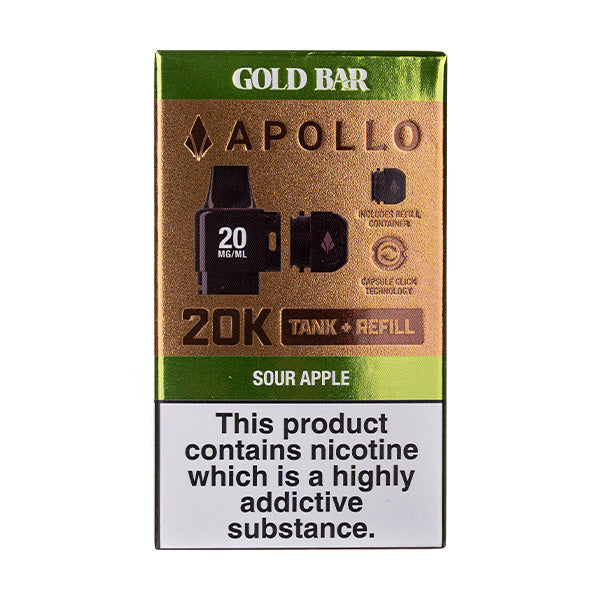 Gold Bar Apollo 20k Sour Apple Prefilled Pods | Vape Superstore