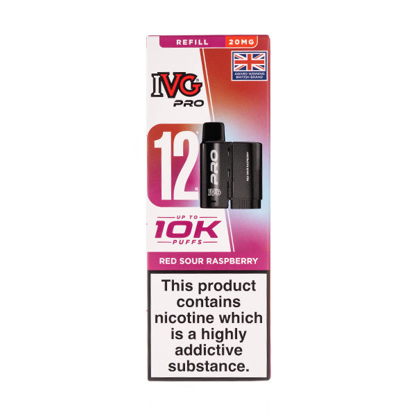 IVG Pro 12 Red Sour Raspberry Pod + Refill 10mg or 20mg – Vape Superstore