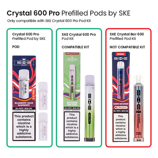 SKE Crystal 600 Pro Lemon Lime Prefilled Pods | Price Match Promise!